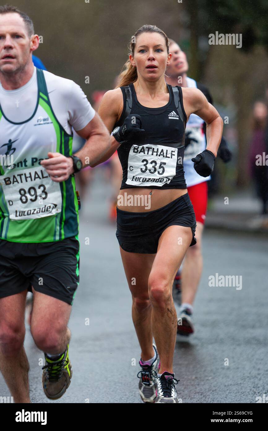 Female athletes running and competing in the Bath Half Marathon road ...