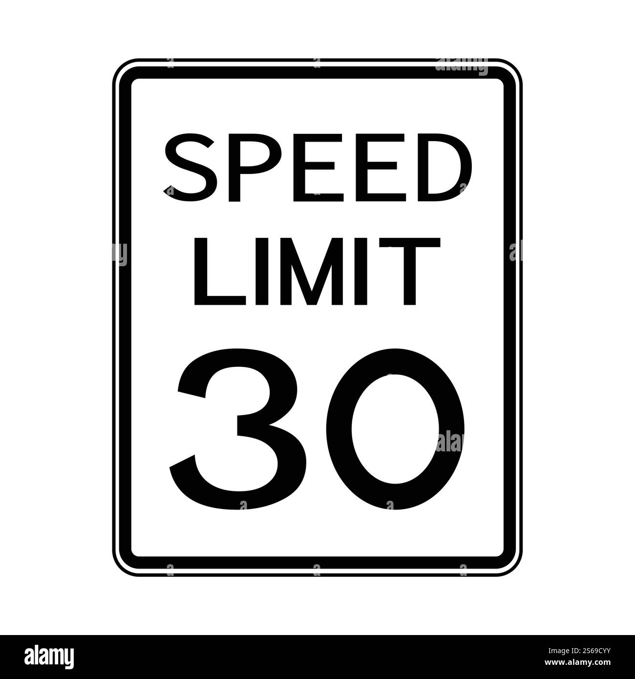 USA Road Traffic Transportation Sign: Speed Limit 30 On White Background,Vector Illustration ...