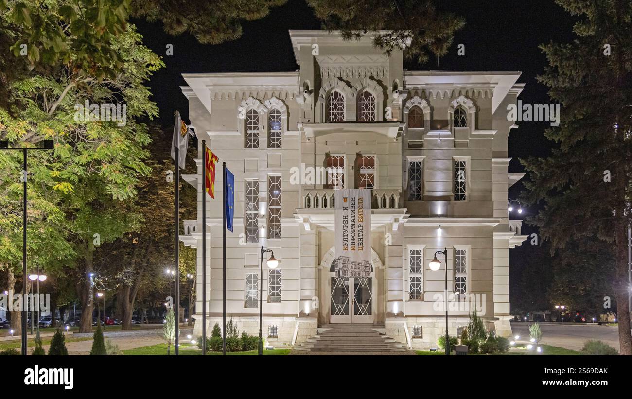 Bitola, North Macedonia - October 22, 2023: Illuminated Building ...