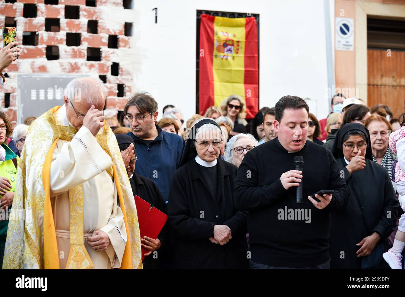 faithful believers in grief and condolence pay tribute to the Virgin in ...