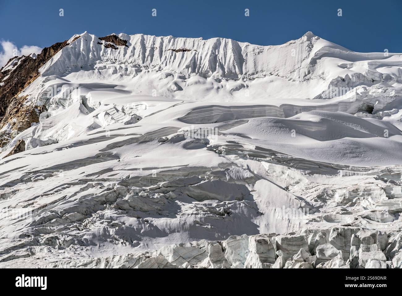 Stunning landscape of Andes mountain ridge cover by cloud and copyspace ...