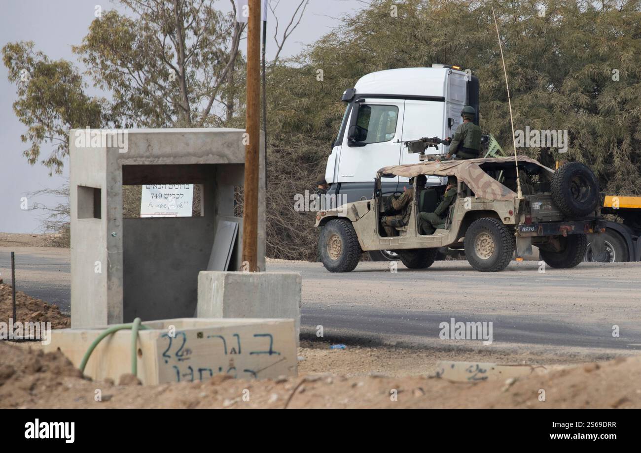 Southern Israel, Israel. 16th Jan, 2025. An Israeli IDF Humvee enters ...