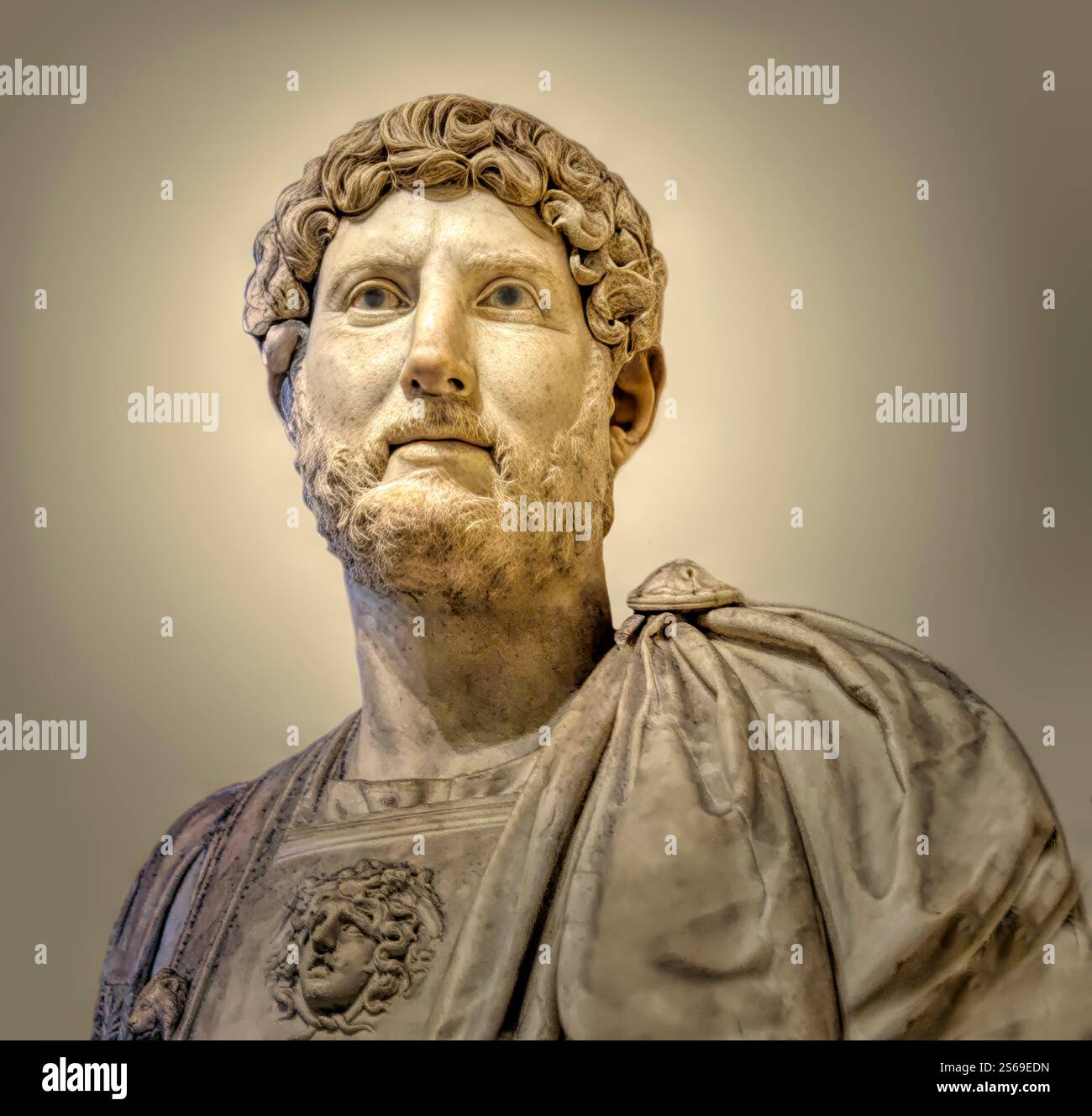 Hadrian or Publius Aelius Hadrianus Augustus, 76 - 138, Roman emperor, digitally edited Stock ...