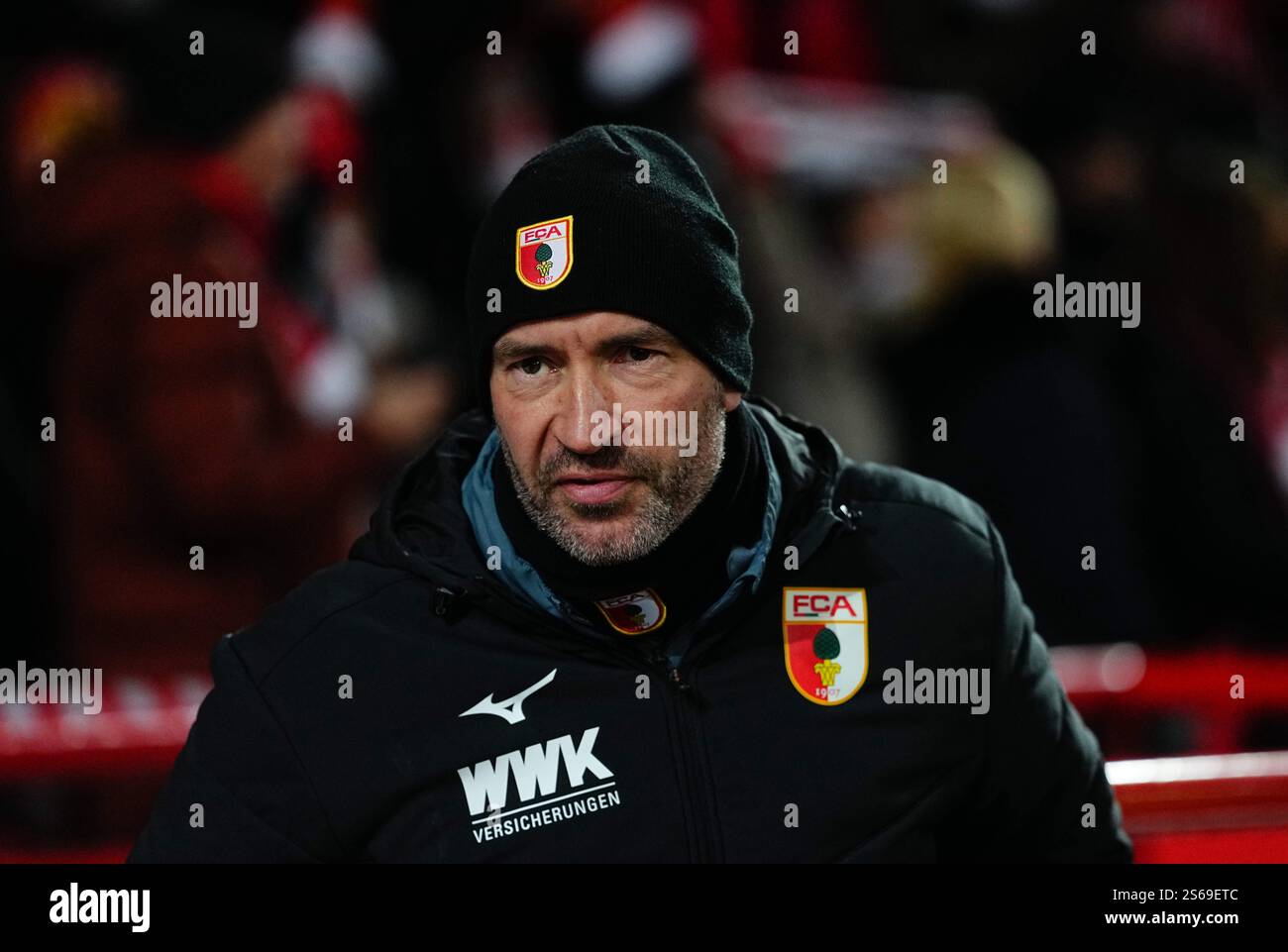 January 15 2025: Jacob Friis of FC Augsburg looks on during a 1 ...