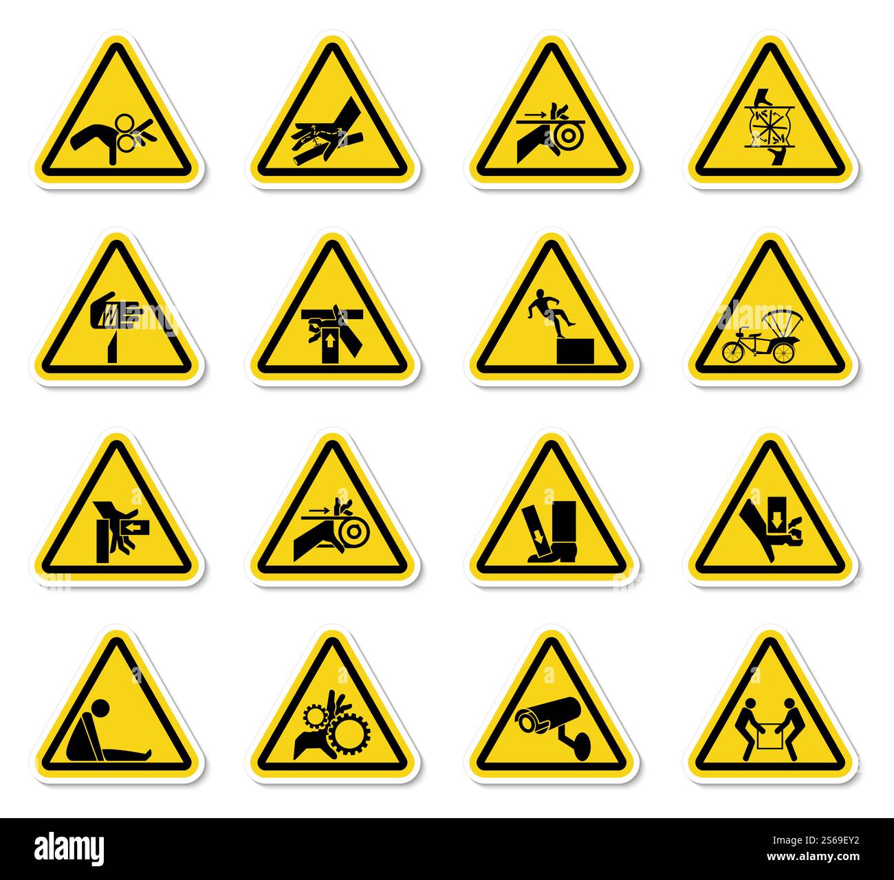 Warning Hazard Symbols labels Sign Isolate on White Background,Vector ...