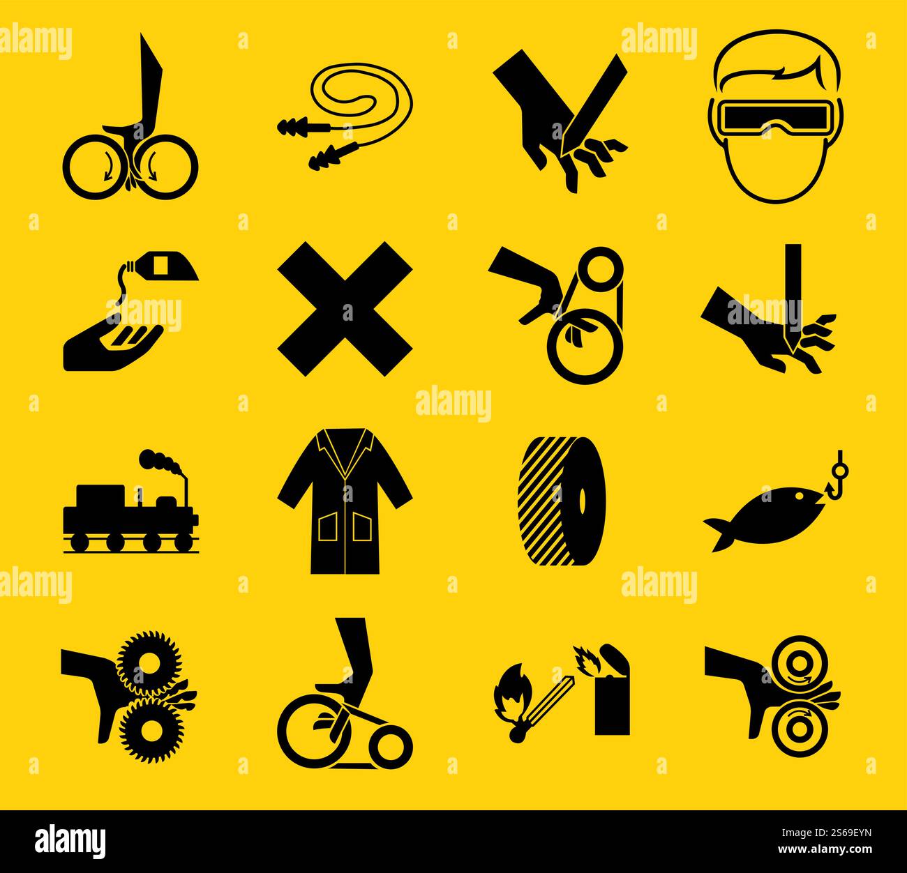 Warning signs,industrial hazards icon labels Sign Isolated on White ...