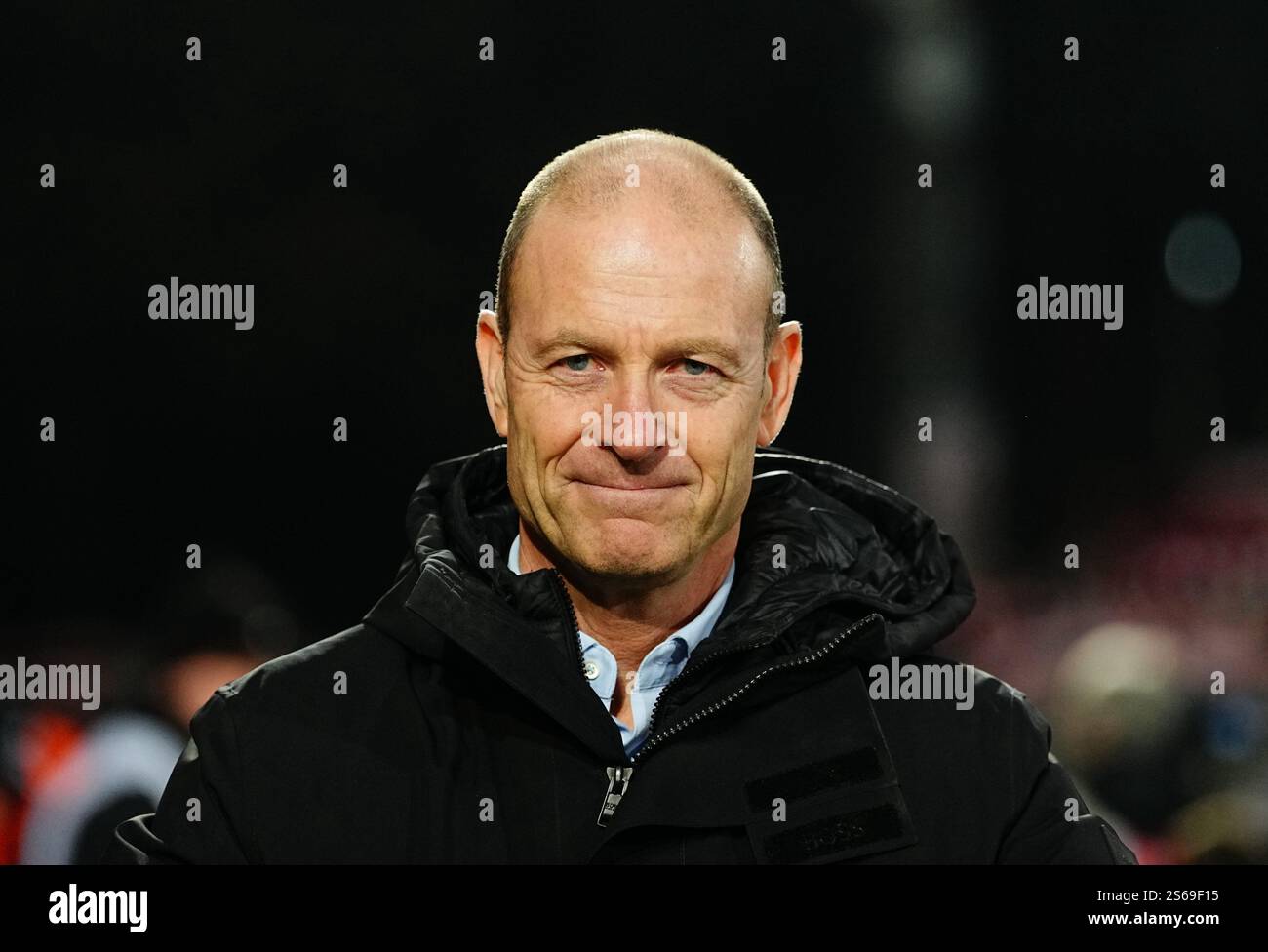 January 15 2025: Jess Thorup of FC Augsburg looks on during a 1. Bundesliga game, Union Berlin ...