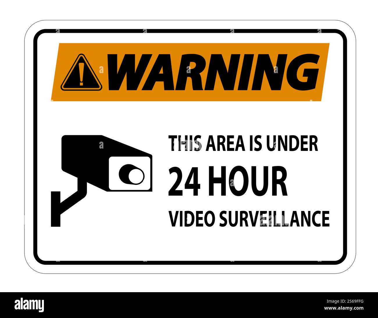 Warning this Area Is Under 24 hour Video Surveillance Symbol Sign ...