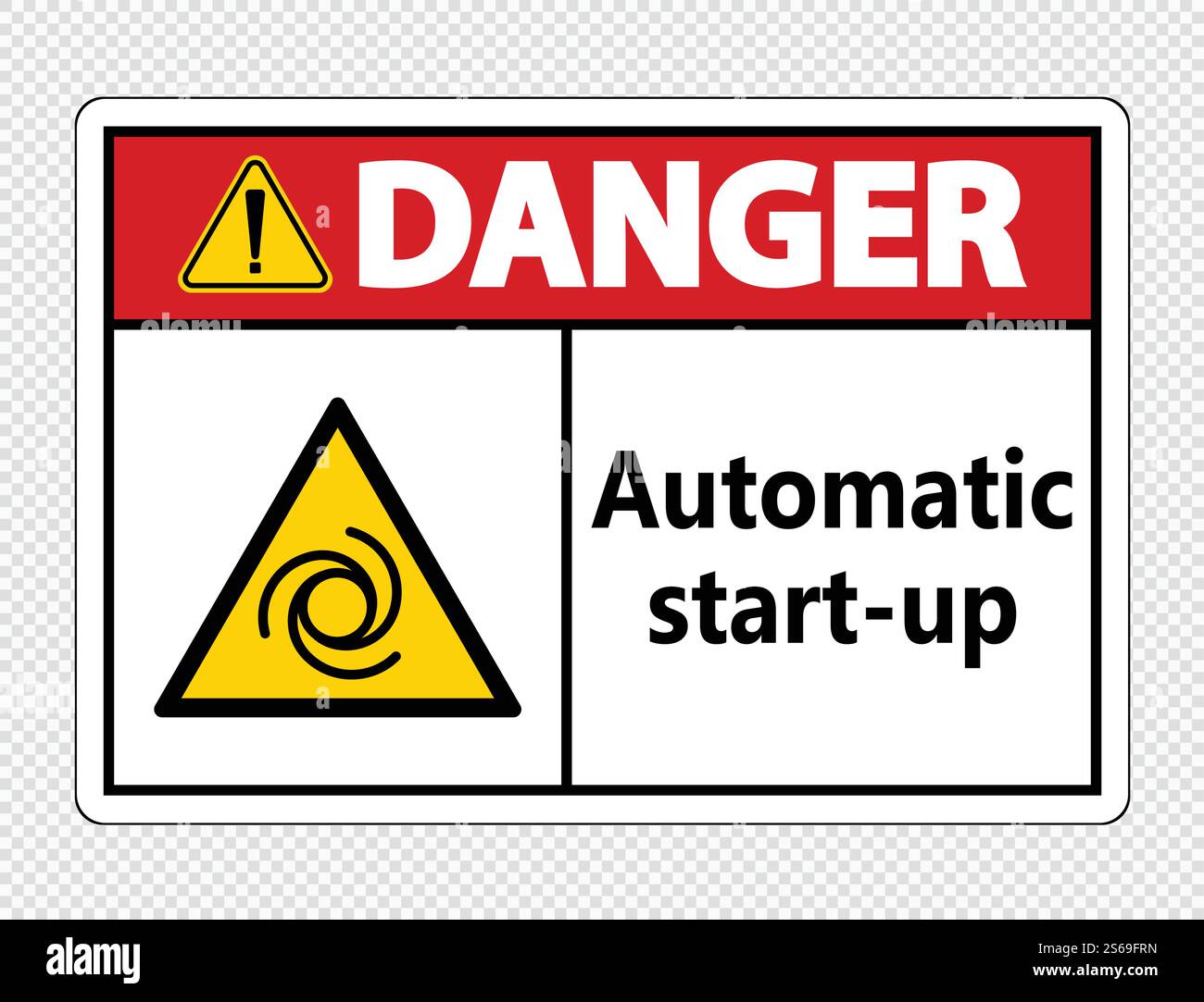 Danger automatic start-up sign on transparent background,vector ...