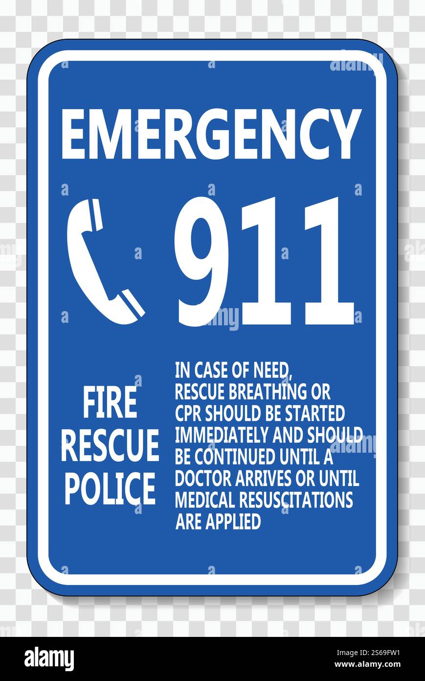 Emergency Call 911 Sign on transparent background,vector illustration ...