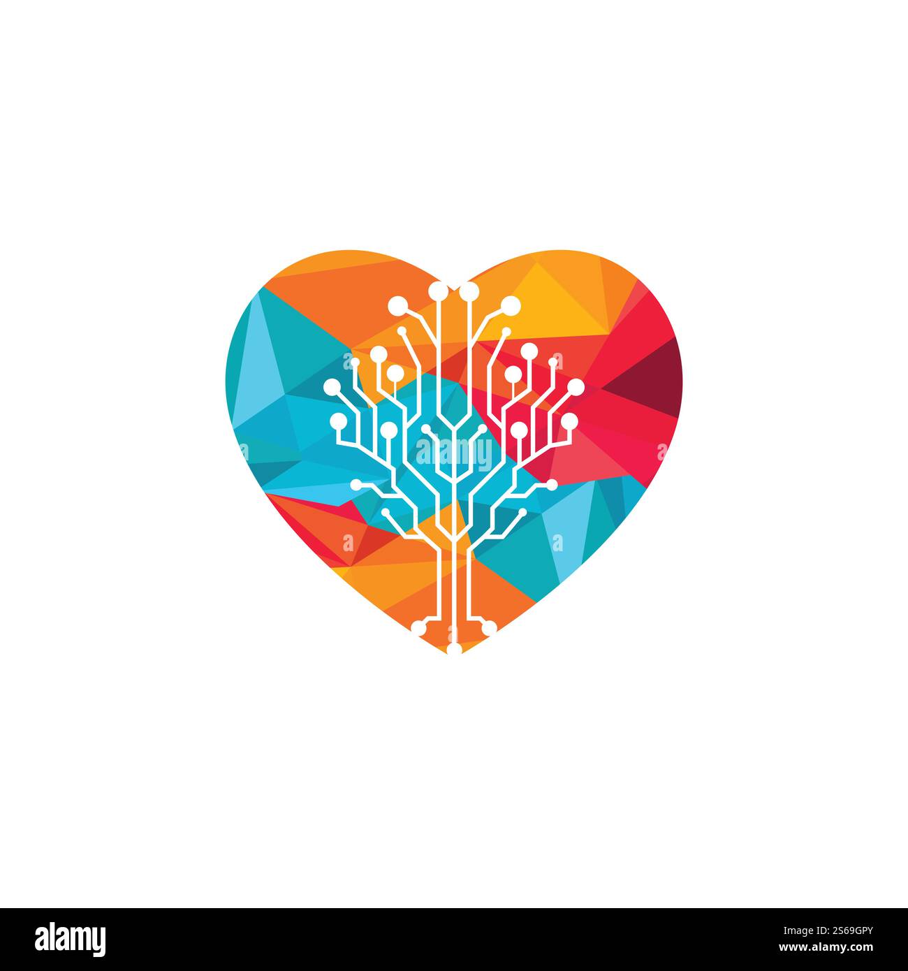 Abstract Heart tech logo with circuit vector illustration Stock Vector ...