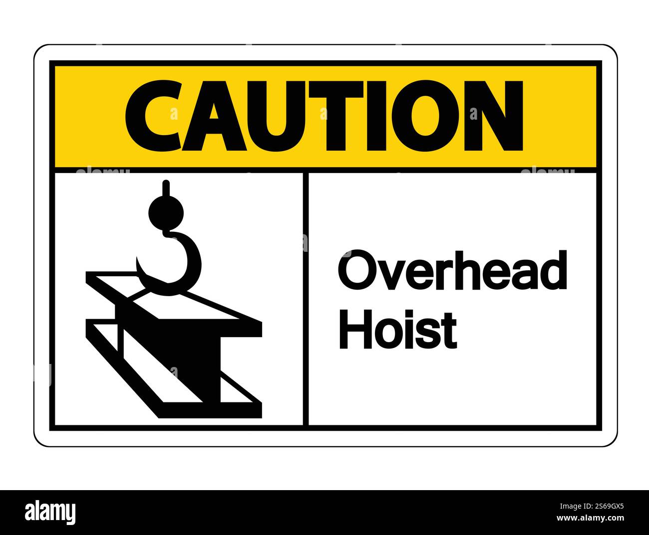 Caution Overhead Hoist Symbol Sign Isolate On White Background,Vector ...
