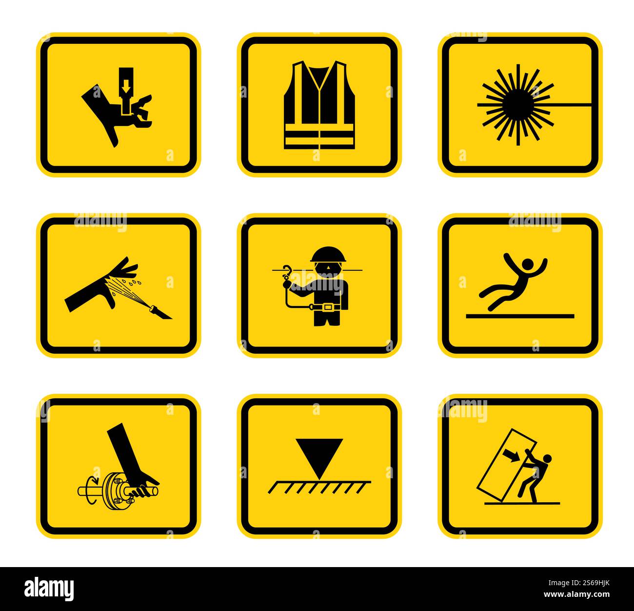 Warning Hazard Symbols labels Sign Isolated on White Background,Vector ...