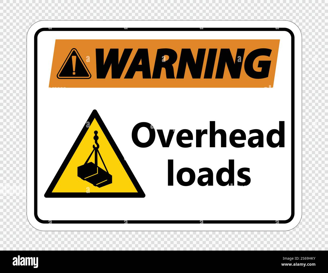 Warning overhead loads Sign on transparent background Stock Vector ...
