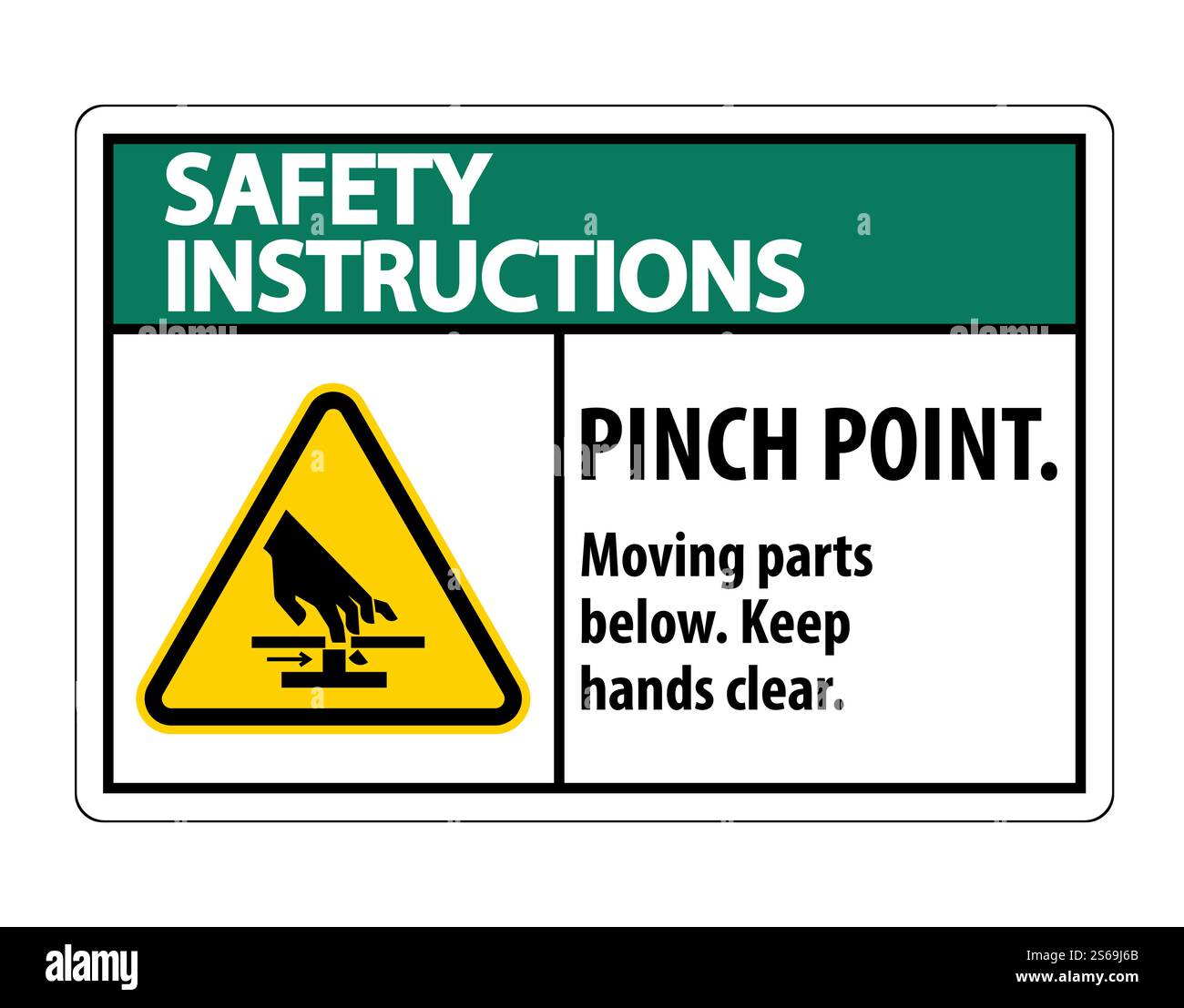 Safety Pinch Point, Moving Parts Below, Keep Hands Clear Symbol Sign ...