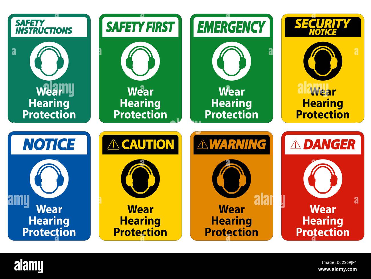 Wear hearing protection sign on white background Stock Vector Image ...