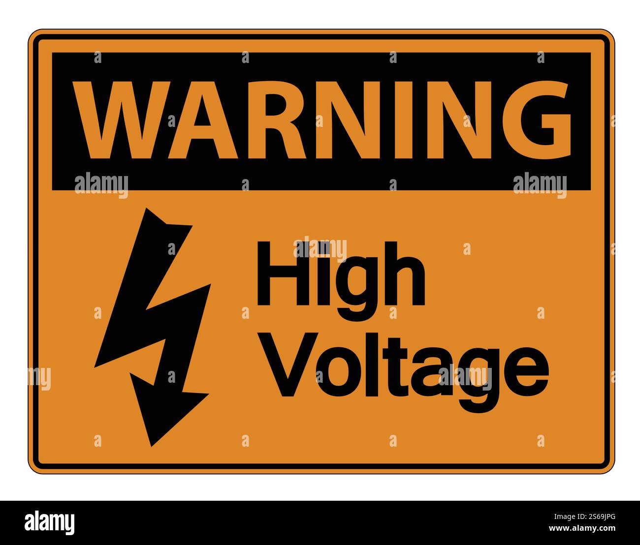 Warning high voltage sign Isolate On White Background,Vector ...