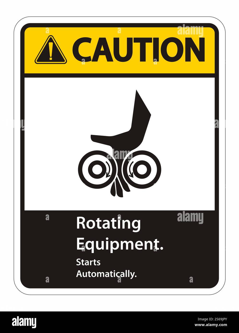 Rotating Equipment.Starts Automatically Symbol Sign Isolate on White ...