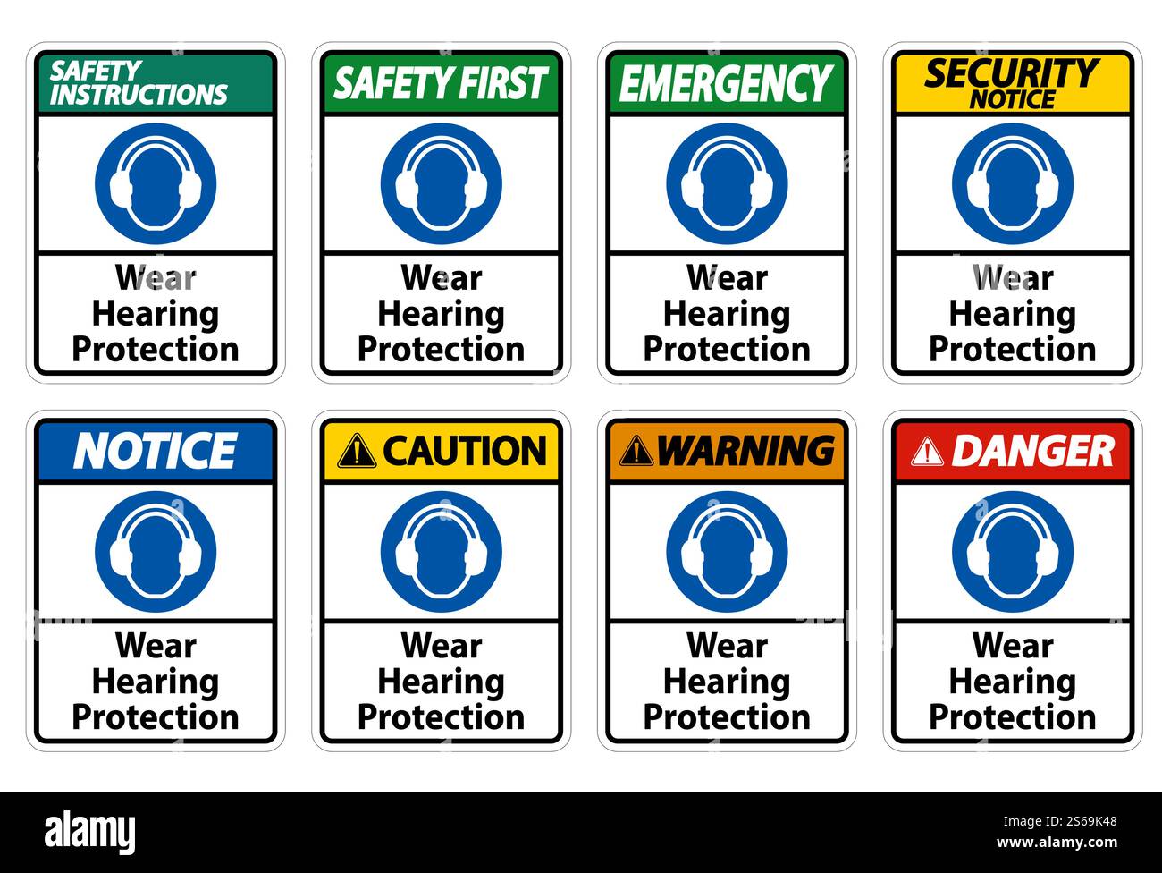 Wear hearing protection sign on white background Stock Vector Image ...
