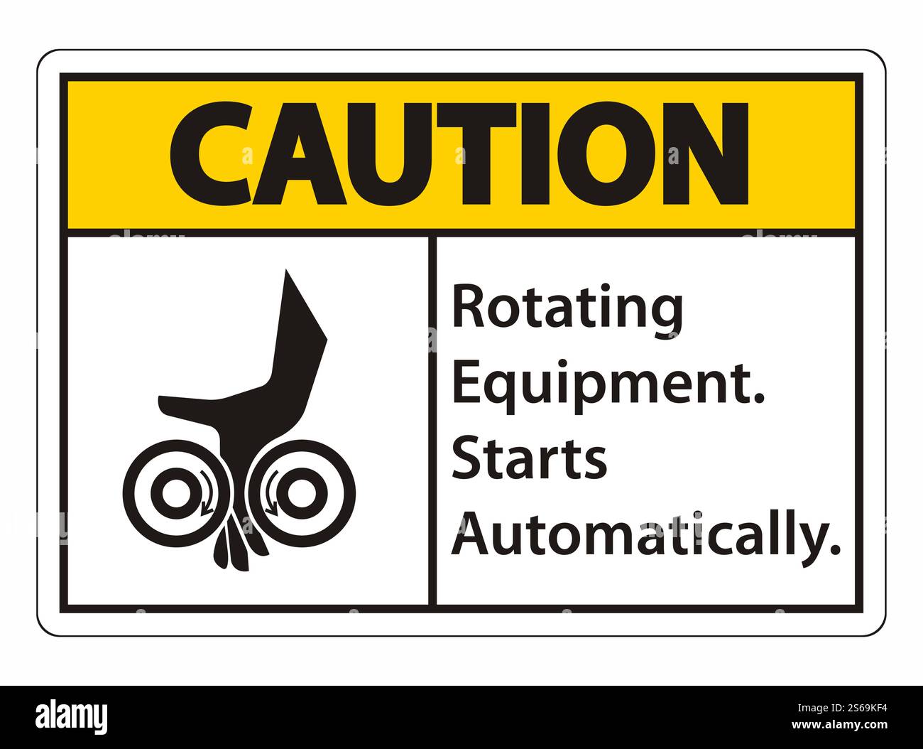 Rotating Equipment.Starts Automatically Symbol Sign Isolate on White ...