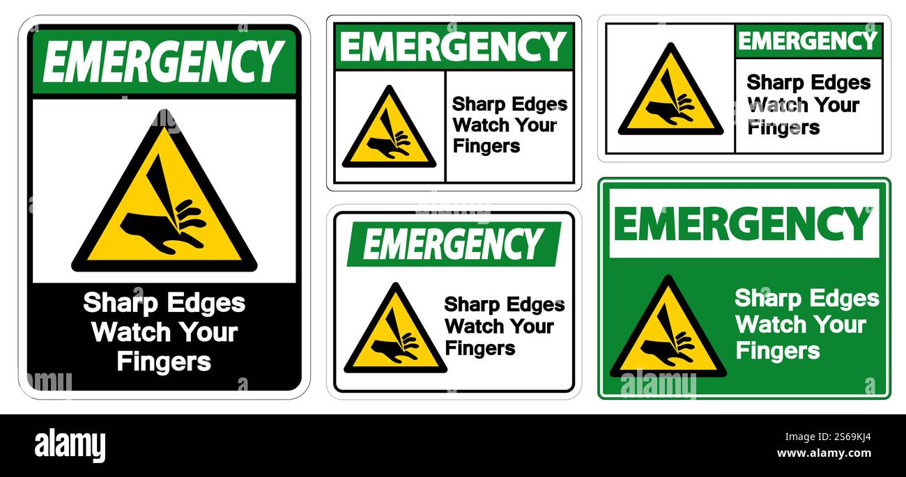 Emergency Sharp Edges Watch Your Fingers Symbol Sign Isolate On White ...