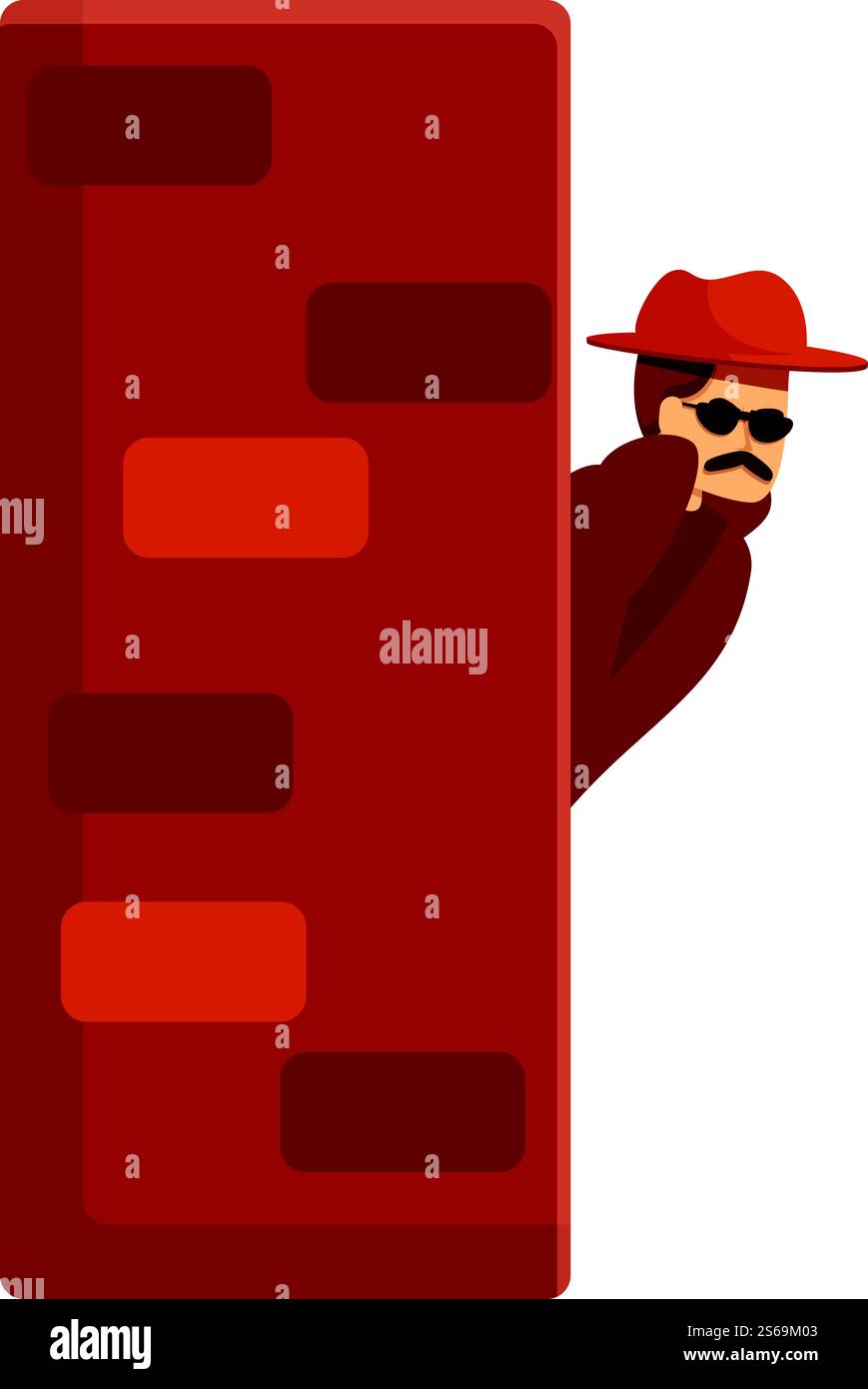 Investigator hidden near wall icon. Cartoon of investigator hidden near ...