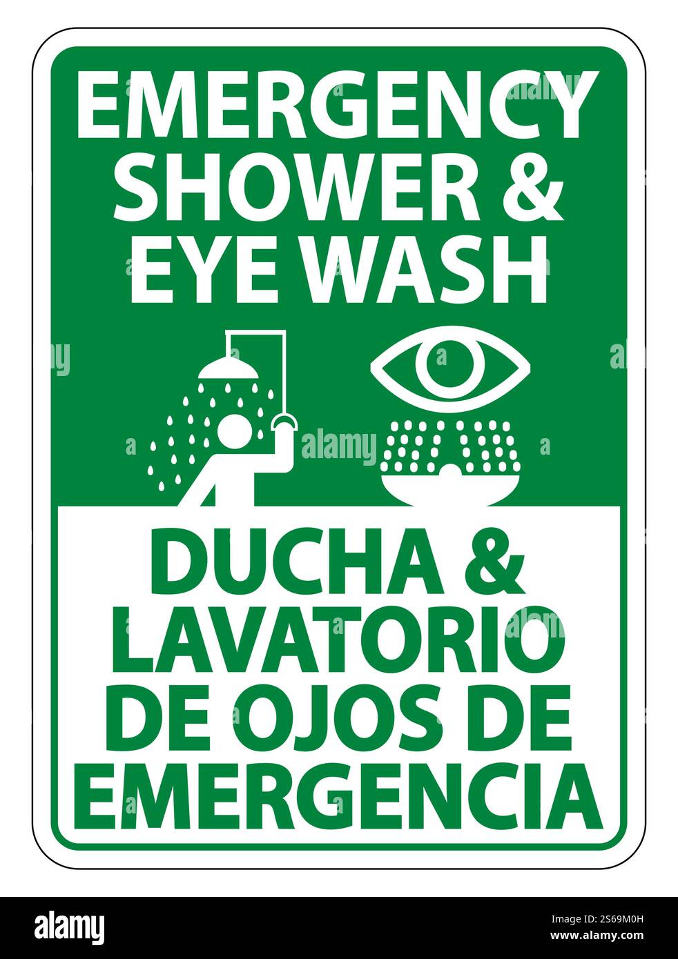 Bilingual Shower & Eye Wash Sign Isolate On White Background,Vector ...