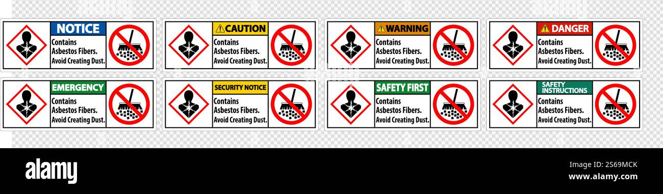 Label Contains Asbestos Fibers,Avoid Creating Dust Stock Vector Image ...