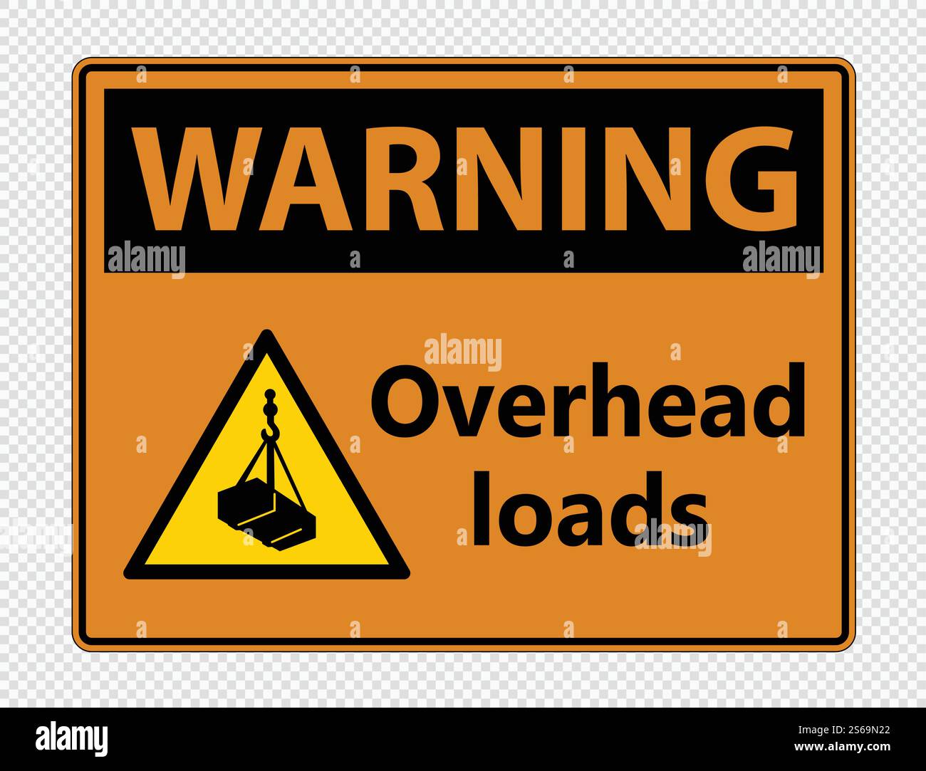 Warning overhead loads Sign on transparent background,vector ...
