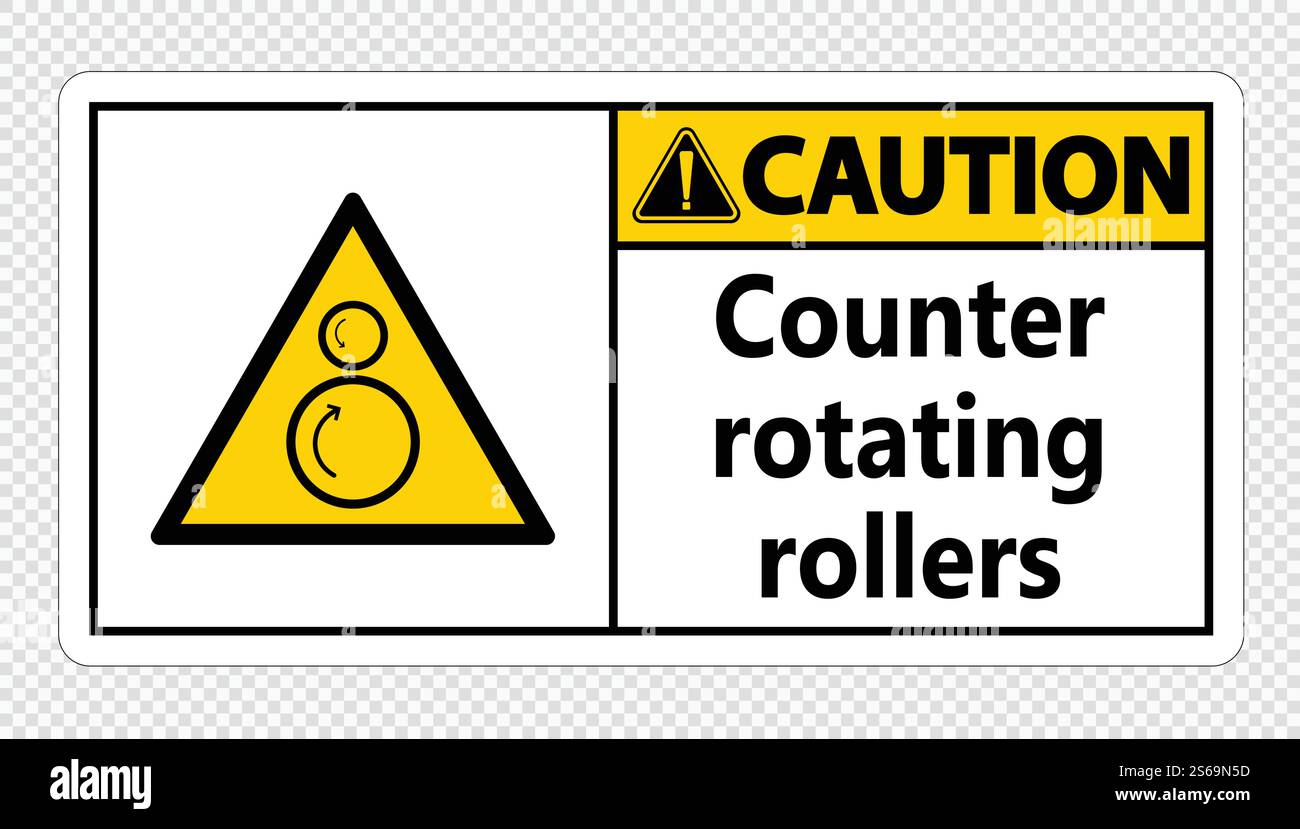 Caution counter rotating rollers sign on transparent background,Vector ...
