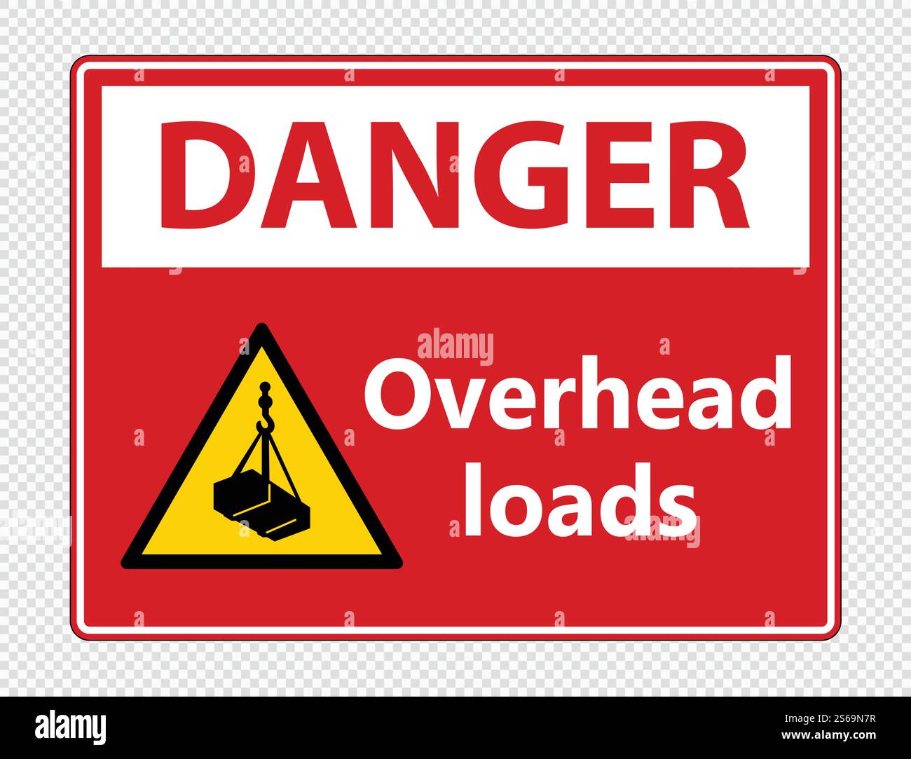 Danger overhead loads Sign on transparent background,vector ...