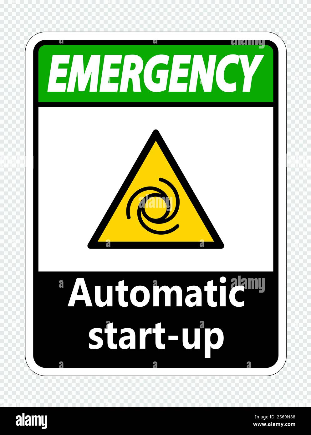 Emergency automatic start-up sign on transparent background,vector ...