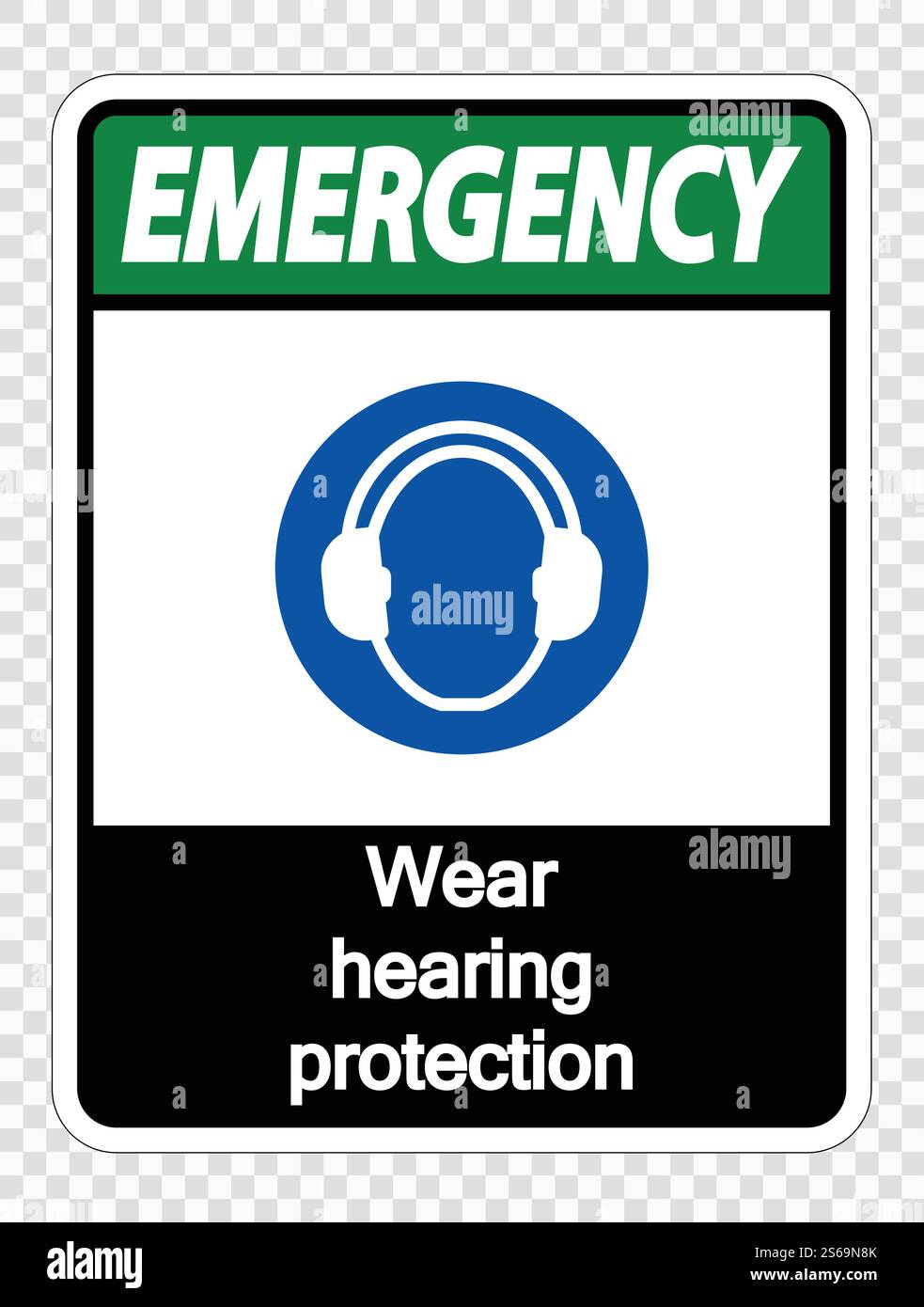 Emergency Wear hearing protection on transparent background,vector ...