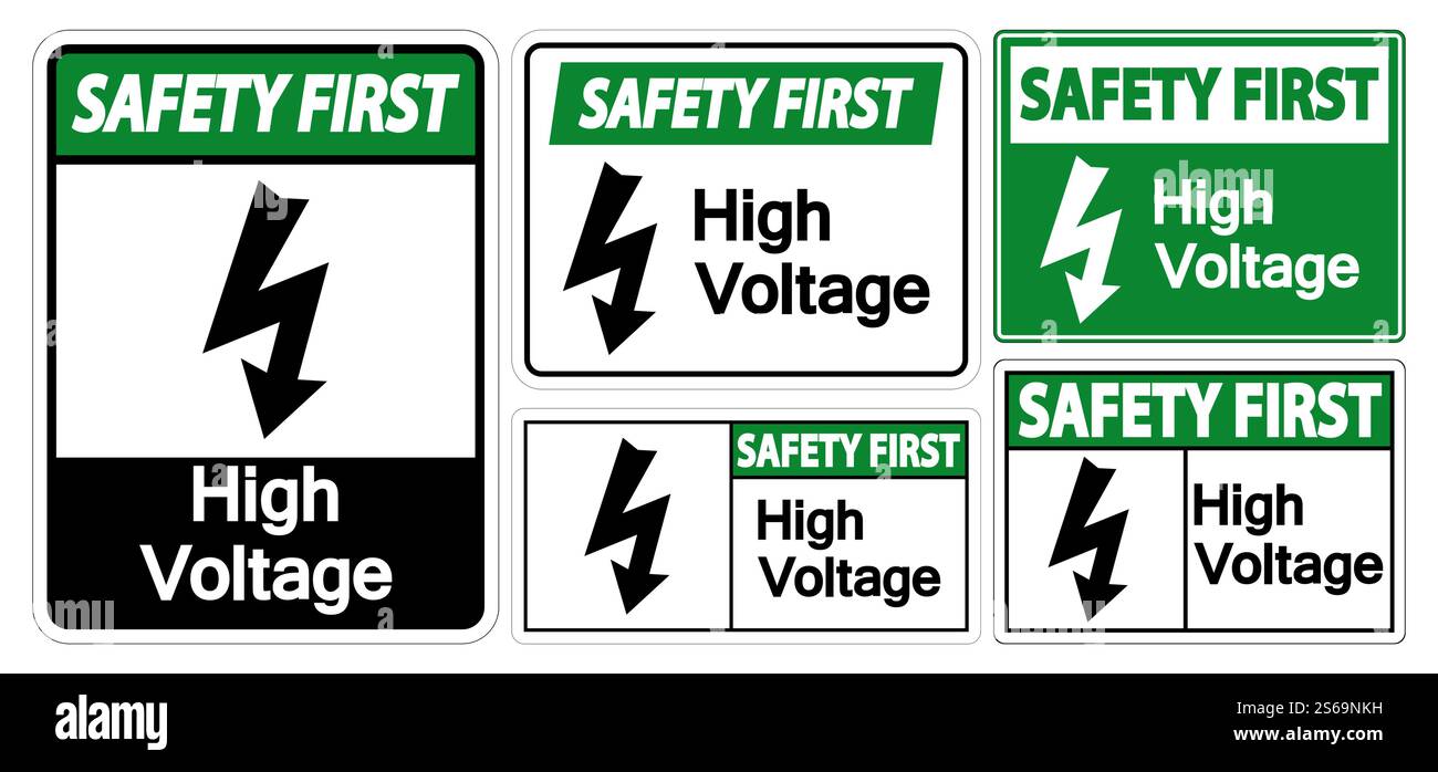 Safety First High voltage Sign Isolate On White Background,Vector ...