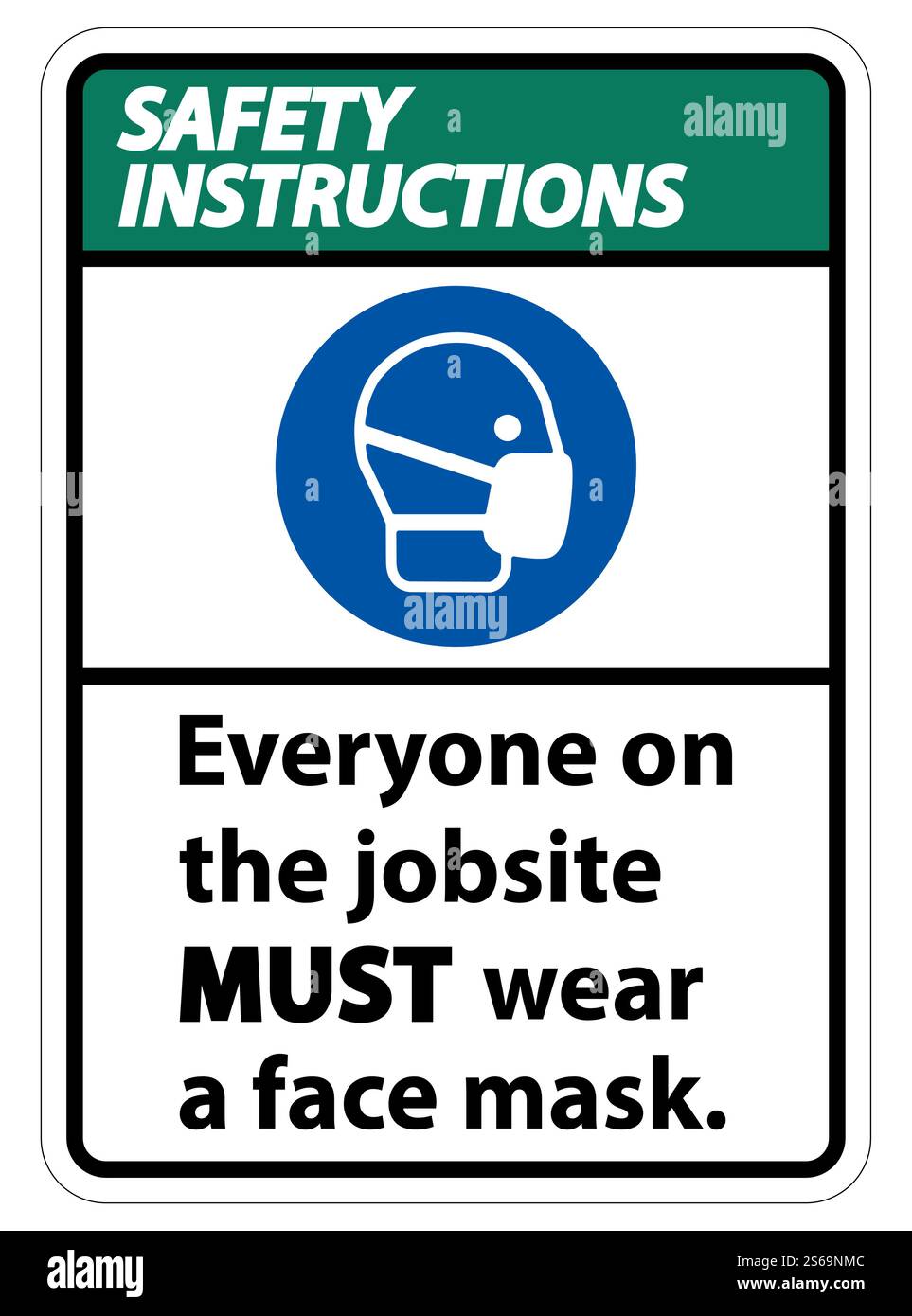 Safety Instructions Wear A Face Mask Sign Isolate On White Background ...