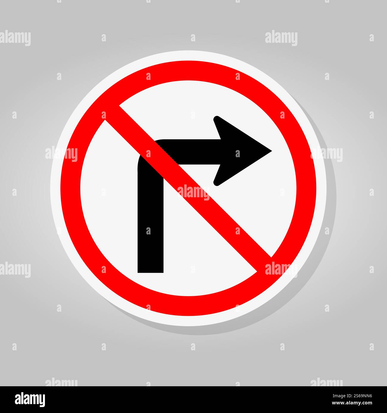 Do Not Turn Right Traffic Road Sign Isolate On White Background,Vector ...