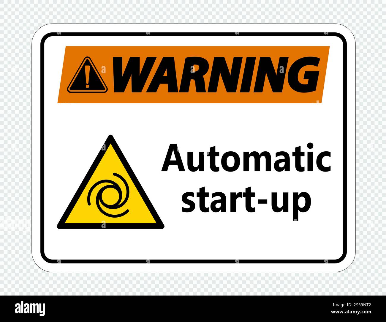 Warning automatic start-up sign on transparent background,vector ...
