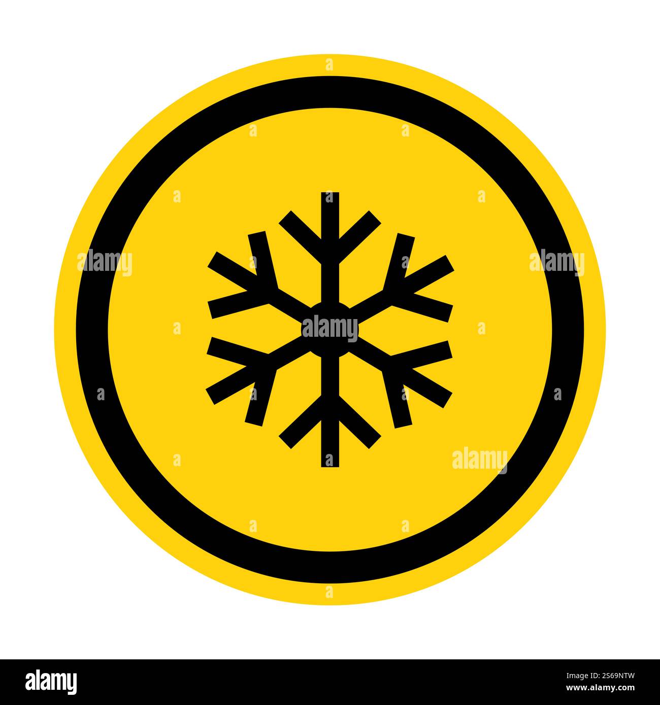 triangle warning sign with snowflake symbol Isolate On White Background ...