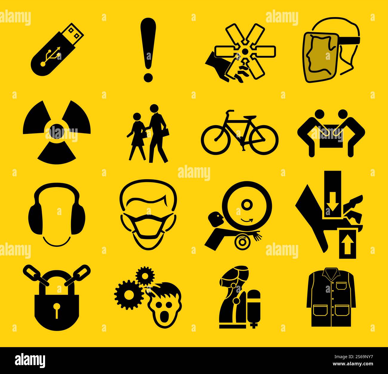 Warning signs,industrial hazards icon labels Sign Isolated on White ...