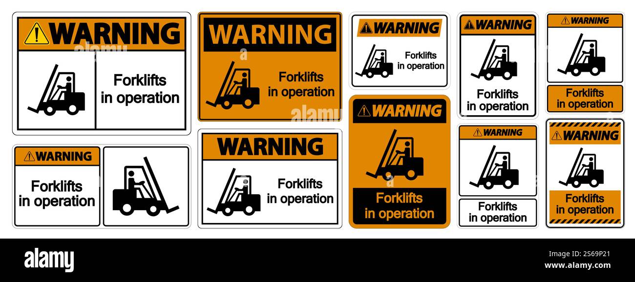 Warning forklifts in operation Symbol Sign Isolate on transparent ...