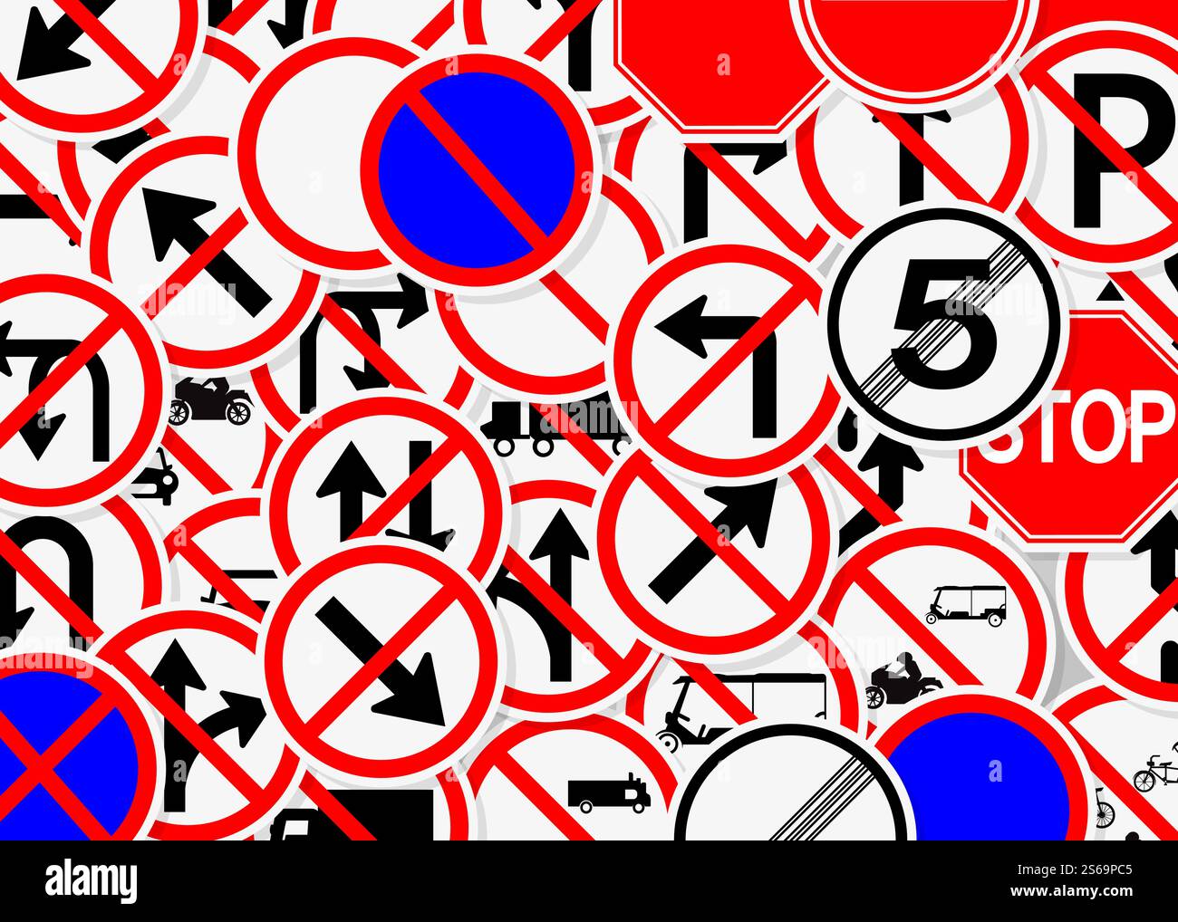 Set Traffic Signs,Prohibition,Warning Red circle Symbol Sign Isolate on ...