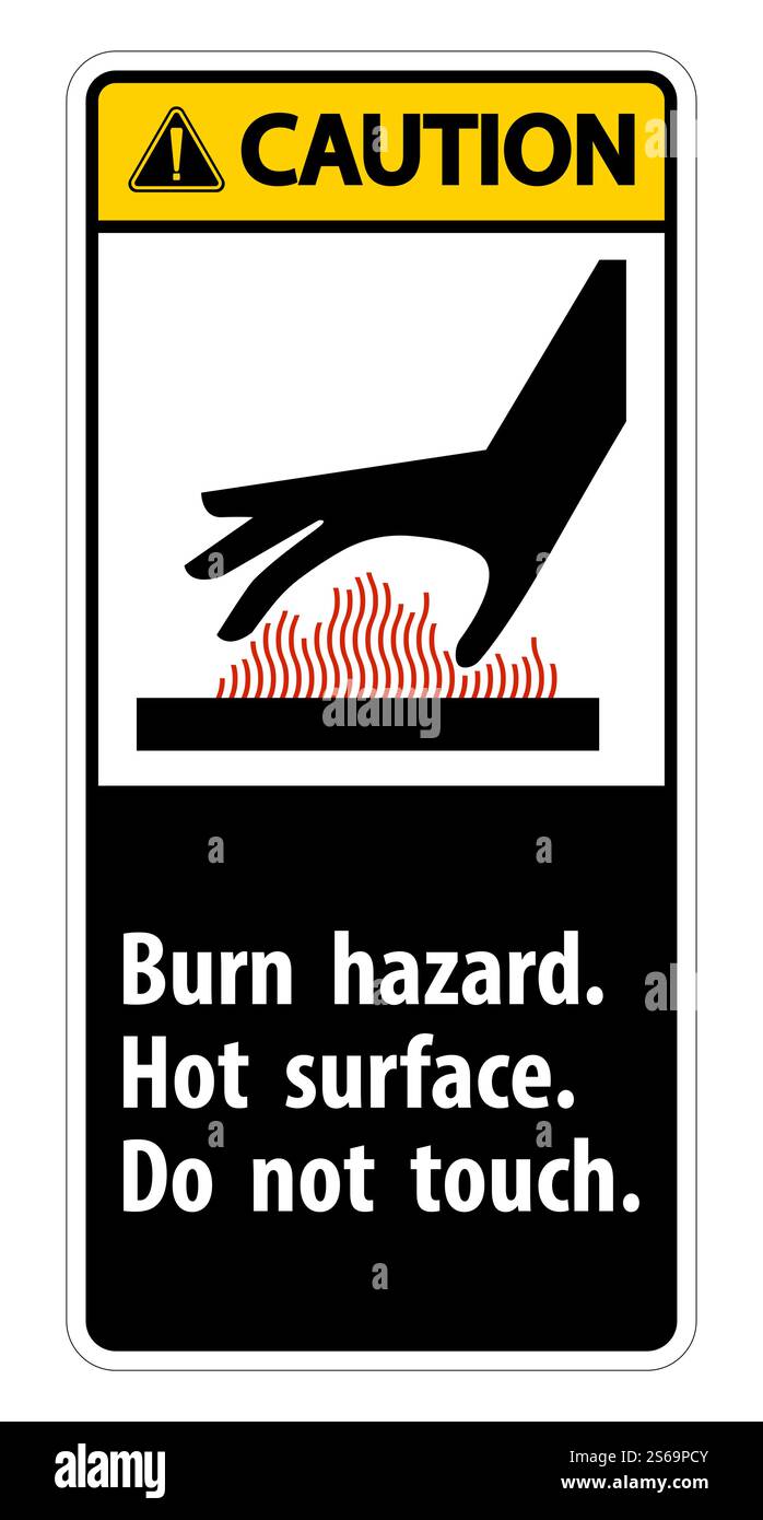 Caution Burn hazard,Hot surface,Do not touch Symbol Sign Isolate on ...