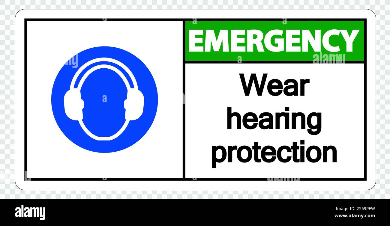 Emergency Wear hearing protection on transparent background,vector ...