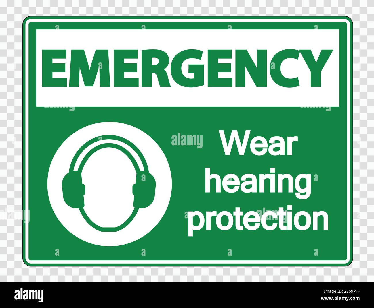 Emergency Wear hearing protection on transparent background,vector ...