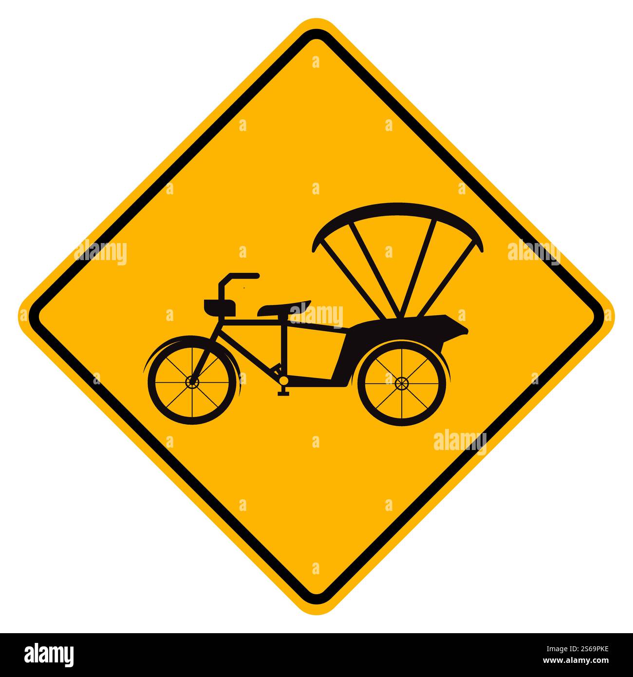 Warning Bicycle Or Tricycle Traffic Road Yellow Symbol Sign Isolate on ...