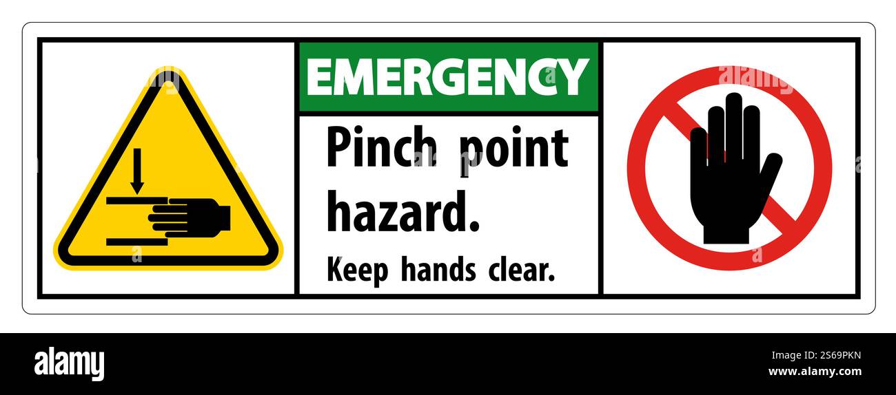 Emergency Pinch Point Hazard,Keep Hands Clear Symbol Sign Isolate on ...