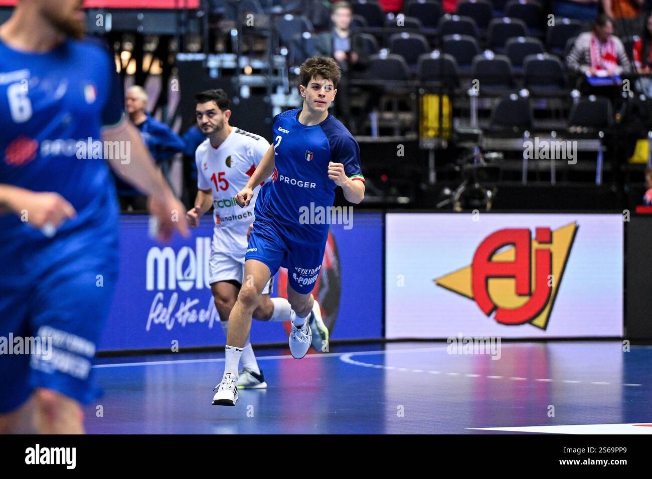 Herning, Denmark. 16th Jan, 2025. Leo Prantner of Italy Nationalteam during IHF Men's - Handball ...