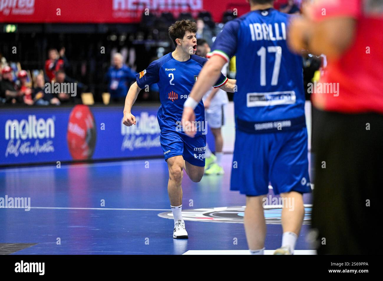 Herning, Denmark. 16th Jan, 2025. Leo Prantner of Italy Nationalteam during IHF Men's - Handball ...