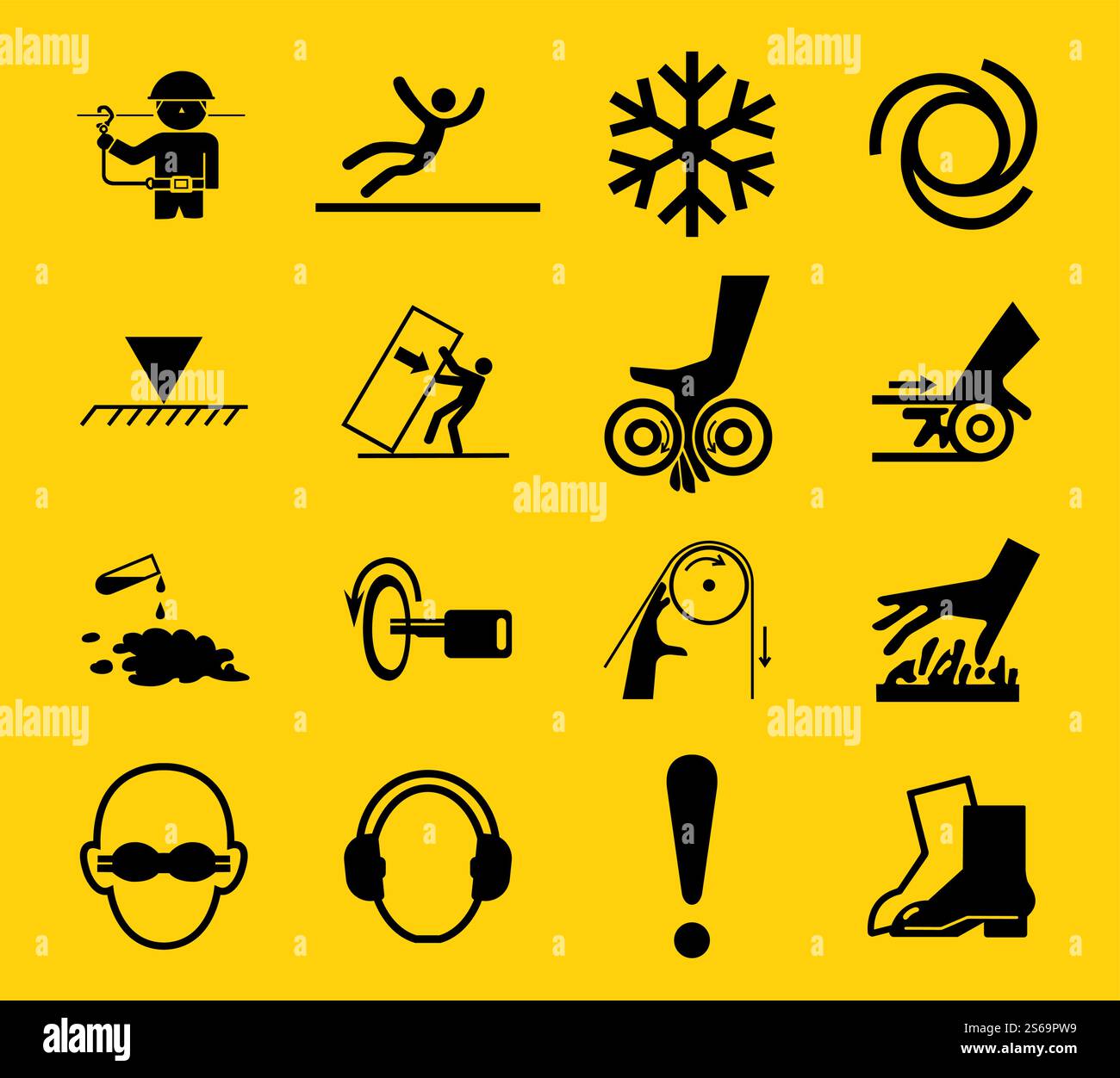 Warning signs,industrial hazards icon labels Sign Isolated on White ...