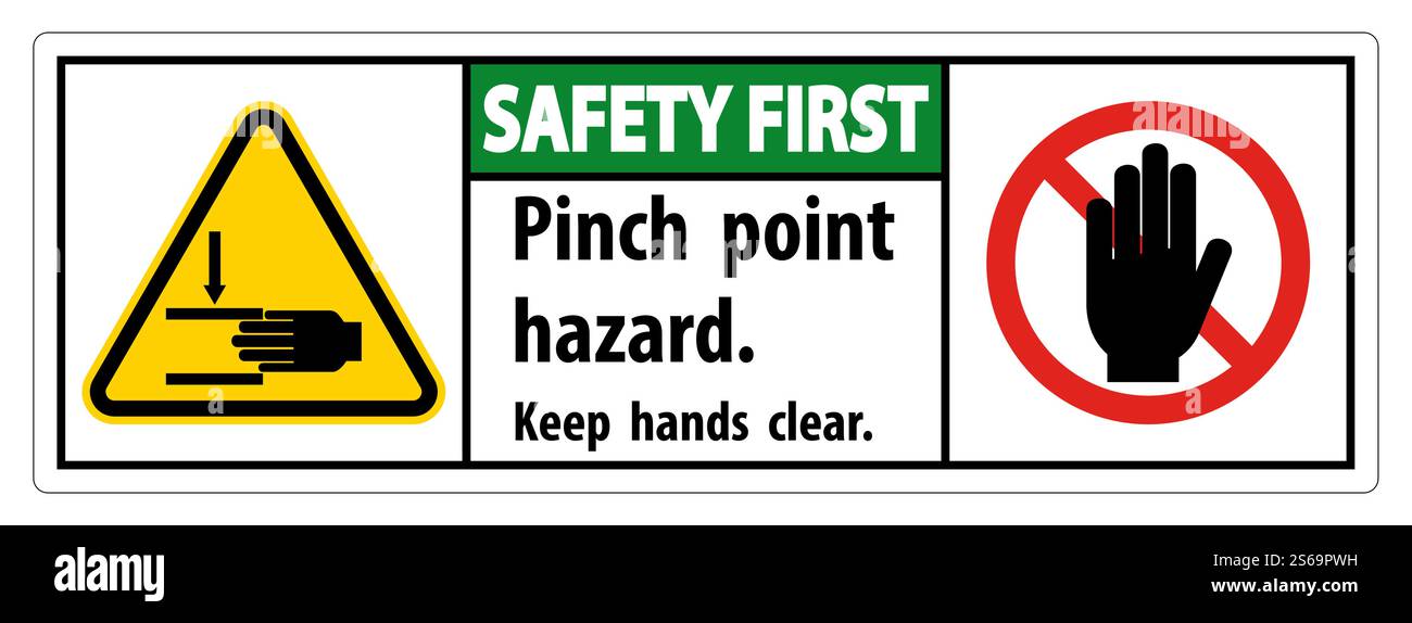 Safety First Pinch Point Hazard,Keep Hands Clear Symbol Sign Isolate on ...